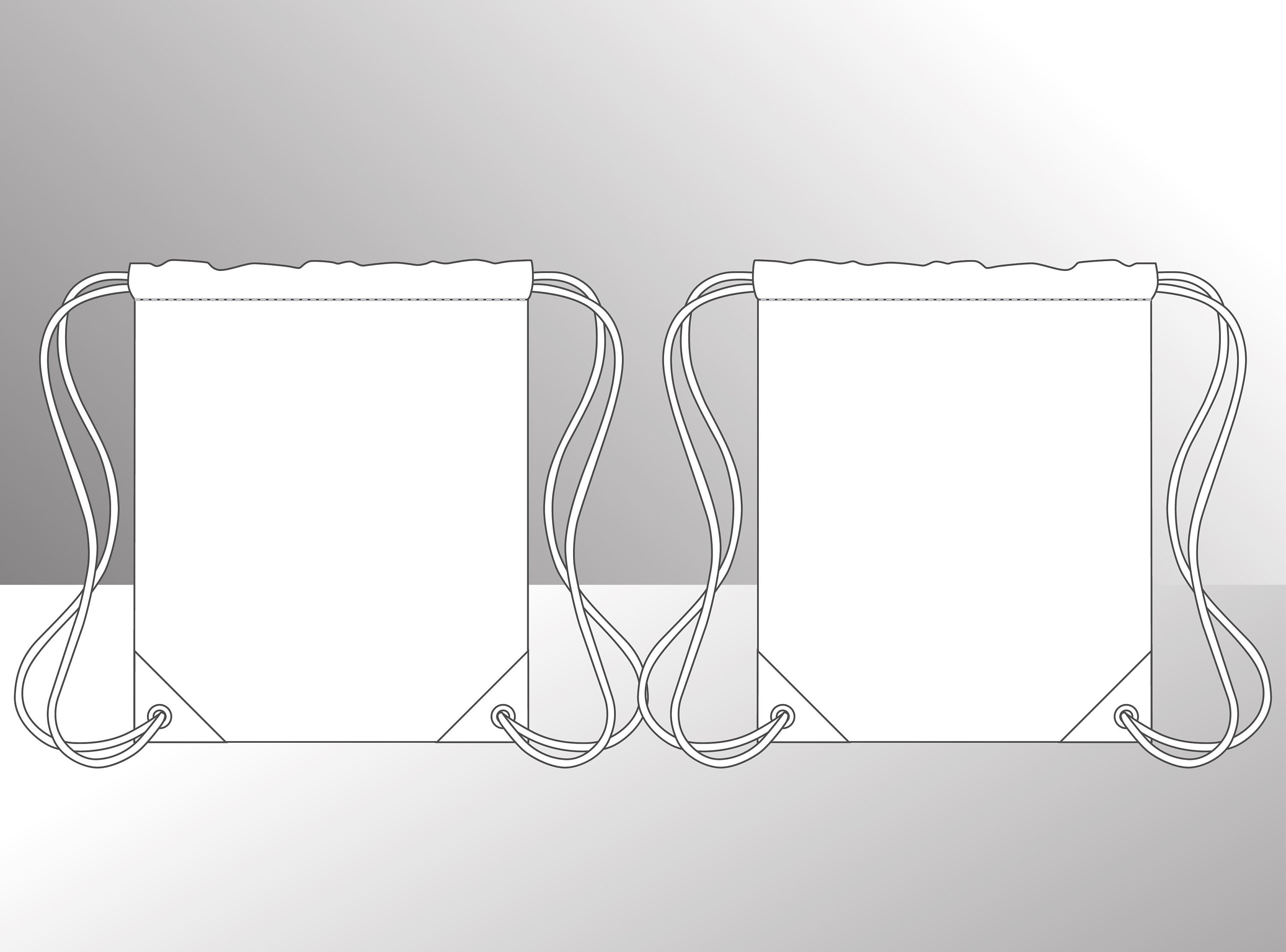 Drawstring Bag, Vector Bag Mockup, Technical Drawing, Fashion Bag, Flat ...