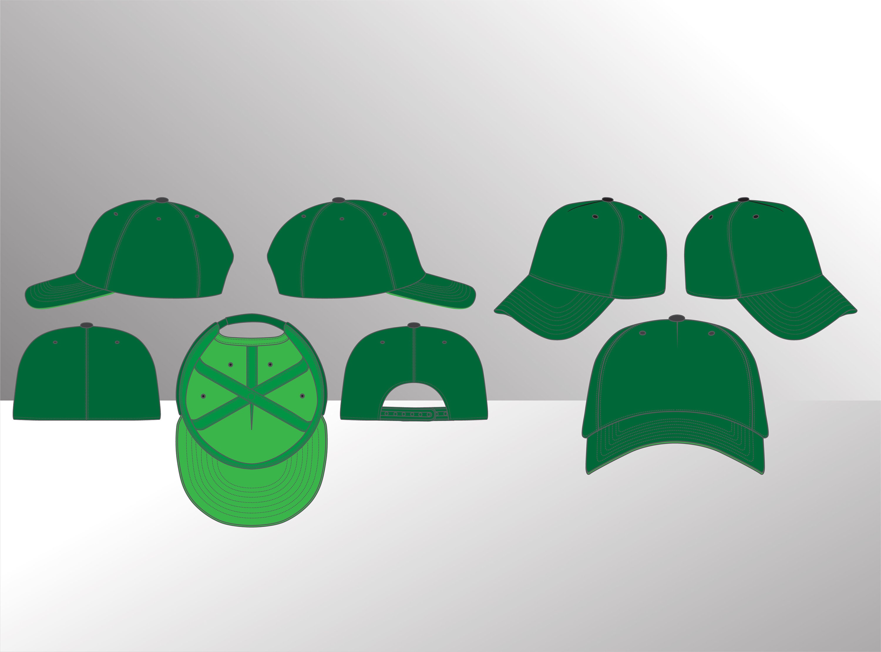 Curved Brim Snapback Cap, Streetwear Cap Tech Pack Hat Mockup ...