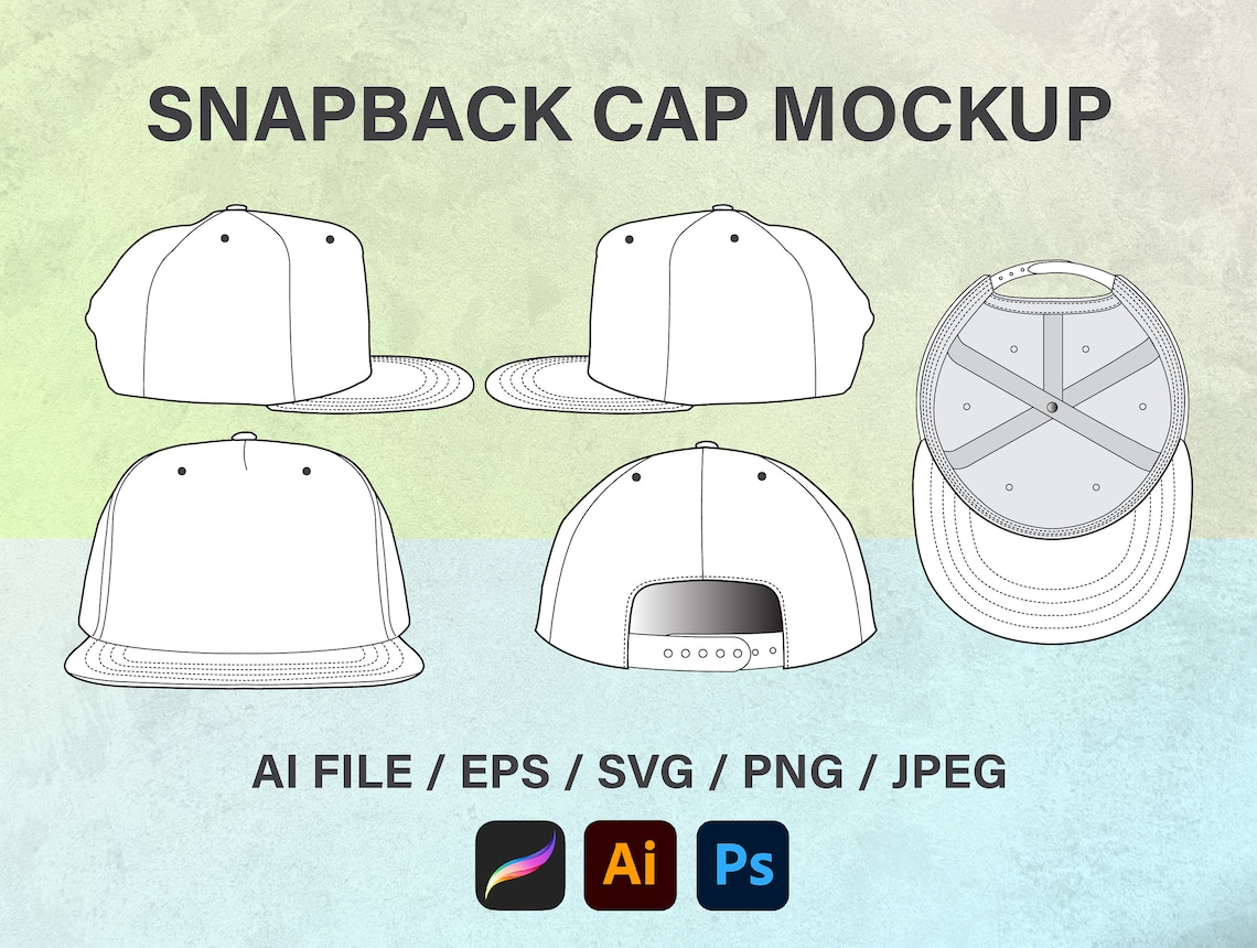 Snapback Cap Streetwear Vector Cap Tech Pack Hat Mockup - Etsy