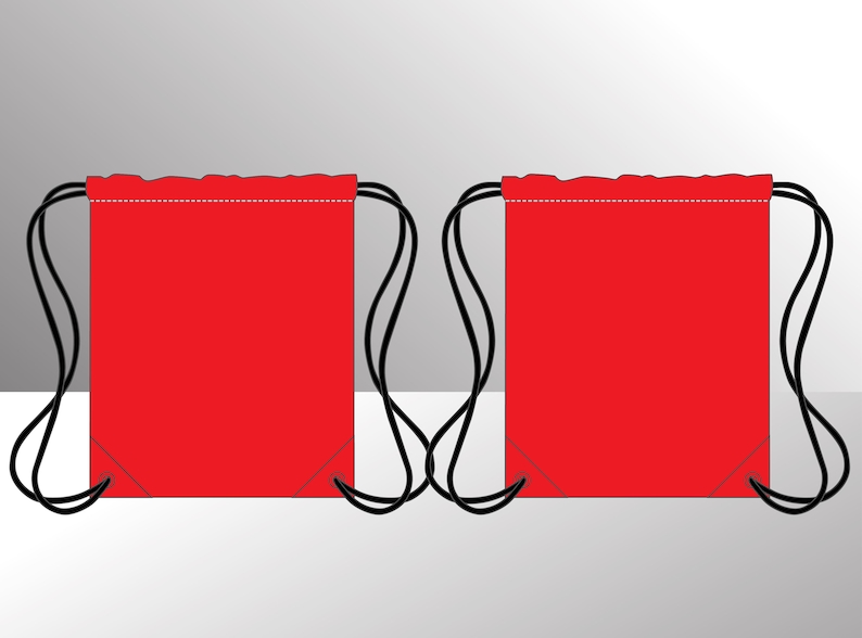 Drawstring Bag, Vector Bag Mockup, Technical Drawing, Fashion Bag, Flat ...