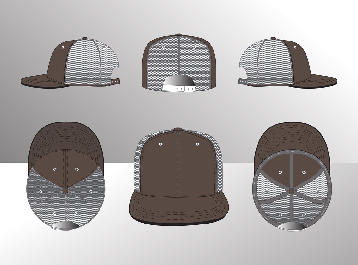 Trucker Mesh Cap Template Vector, Flat Illustration Mockup, Streetwear ...
