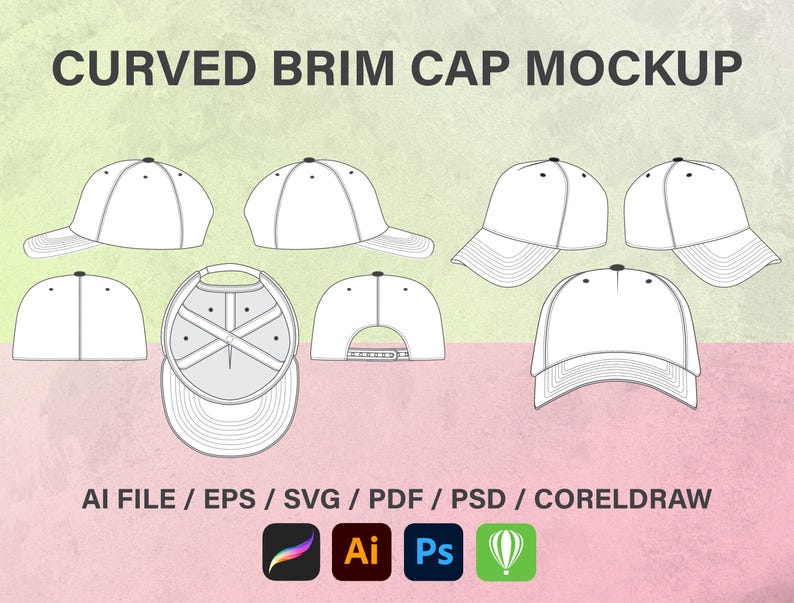 Gorra con visera curva, maqueta de gorra con paquete tecnológico de ...