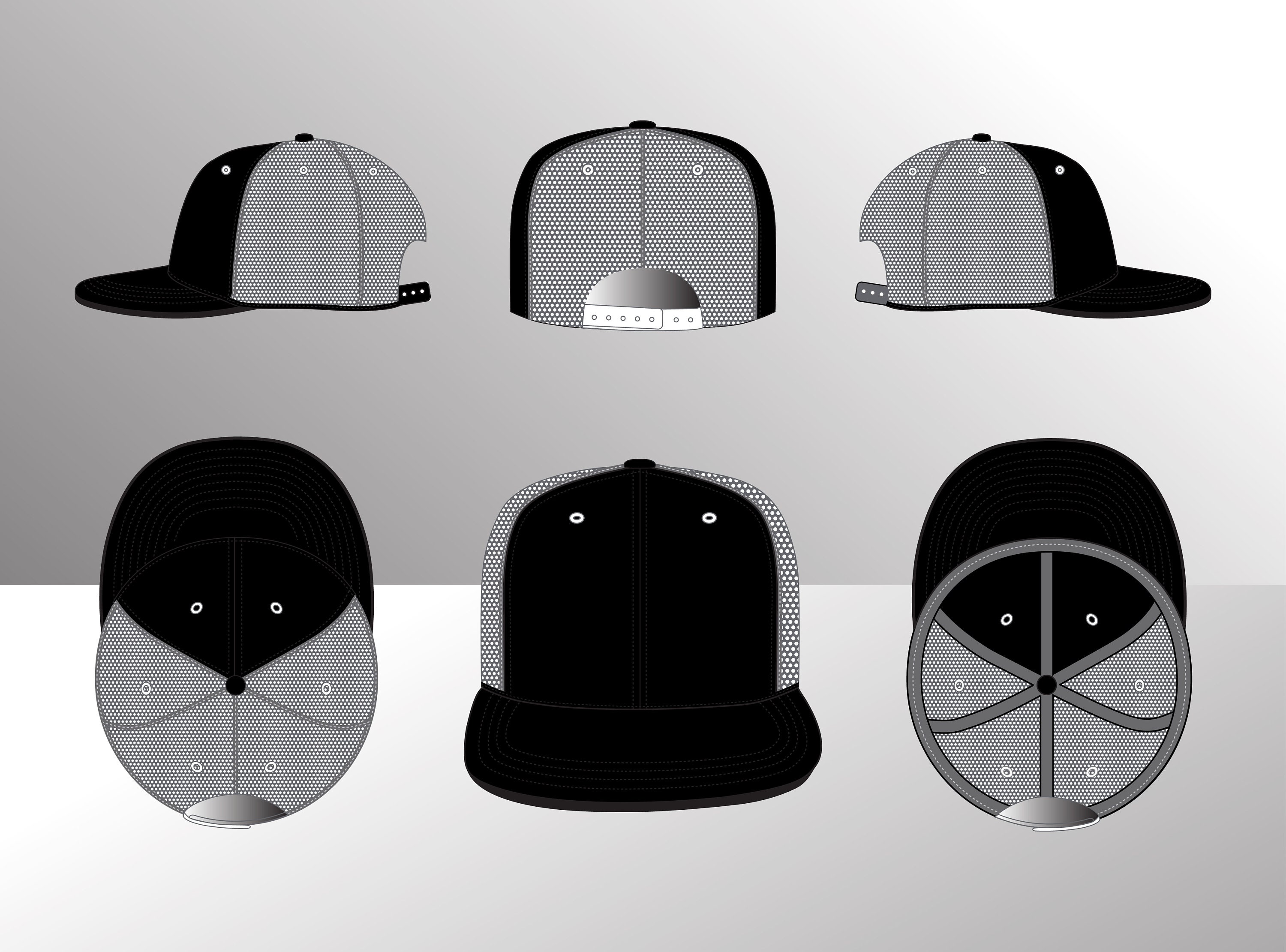 Trucker Mesh Cap Template Vector, Flat Illustration Mockup, Streetwear ...