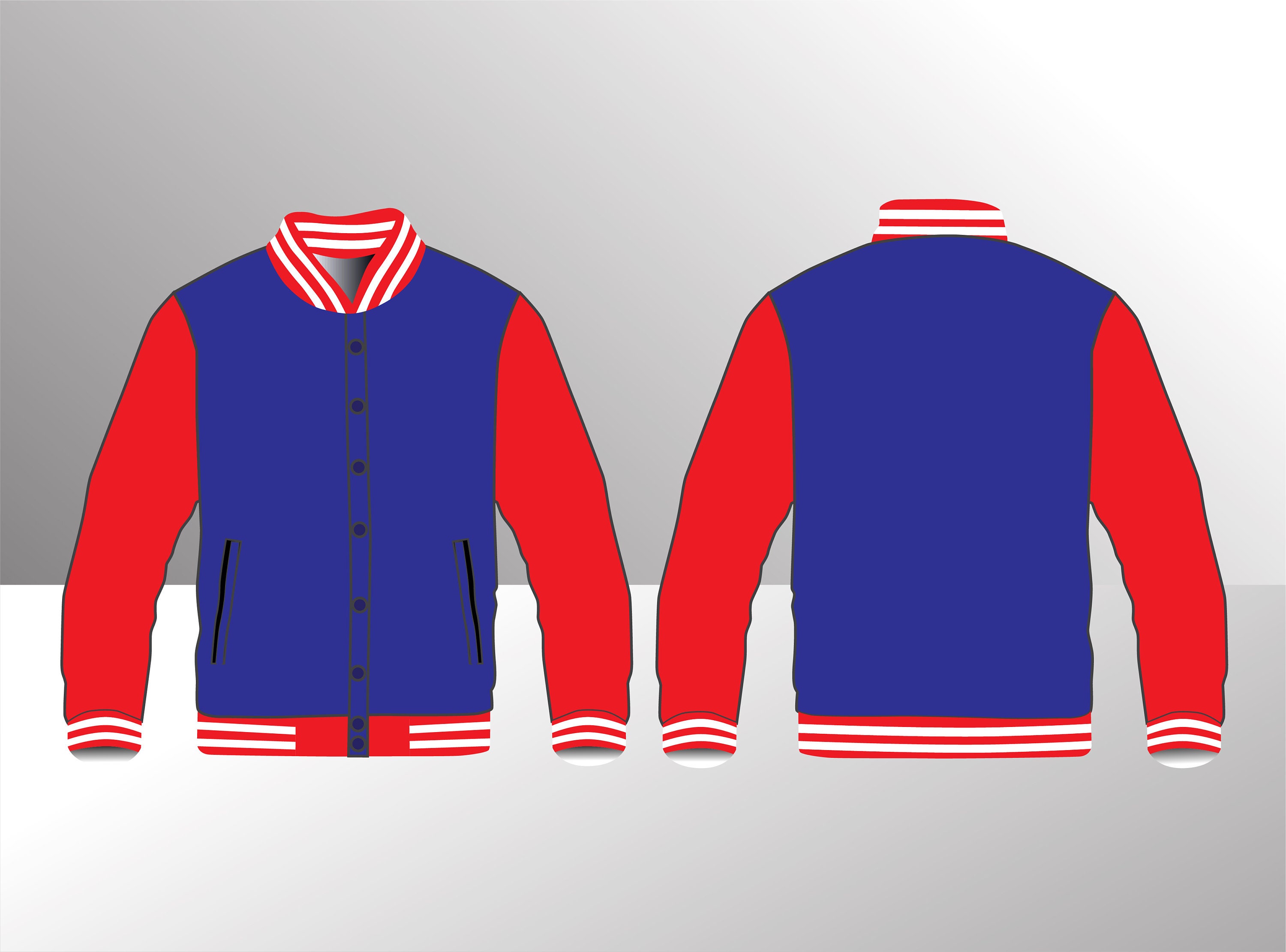 Varsity Jacket, Fashion Flat Templates, Technical Drawings, Fashion CAD ...