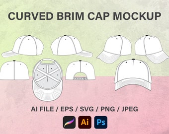 Baseball Cap Mockup Vector Illustrator Template - Etsy