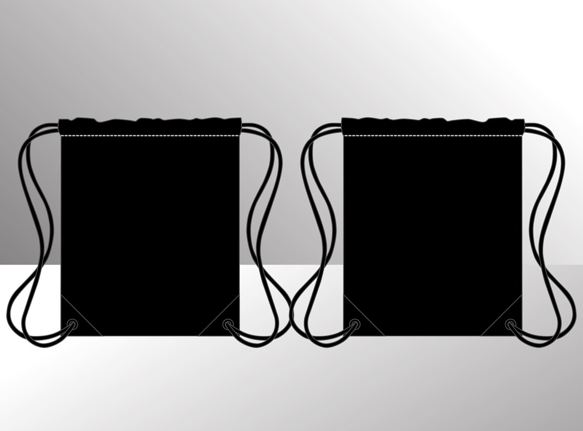 Drawstring Bag, Vector Bag Mockup, Technical Drawing, Fashion Bag, Flat ...