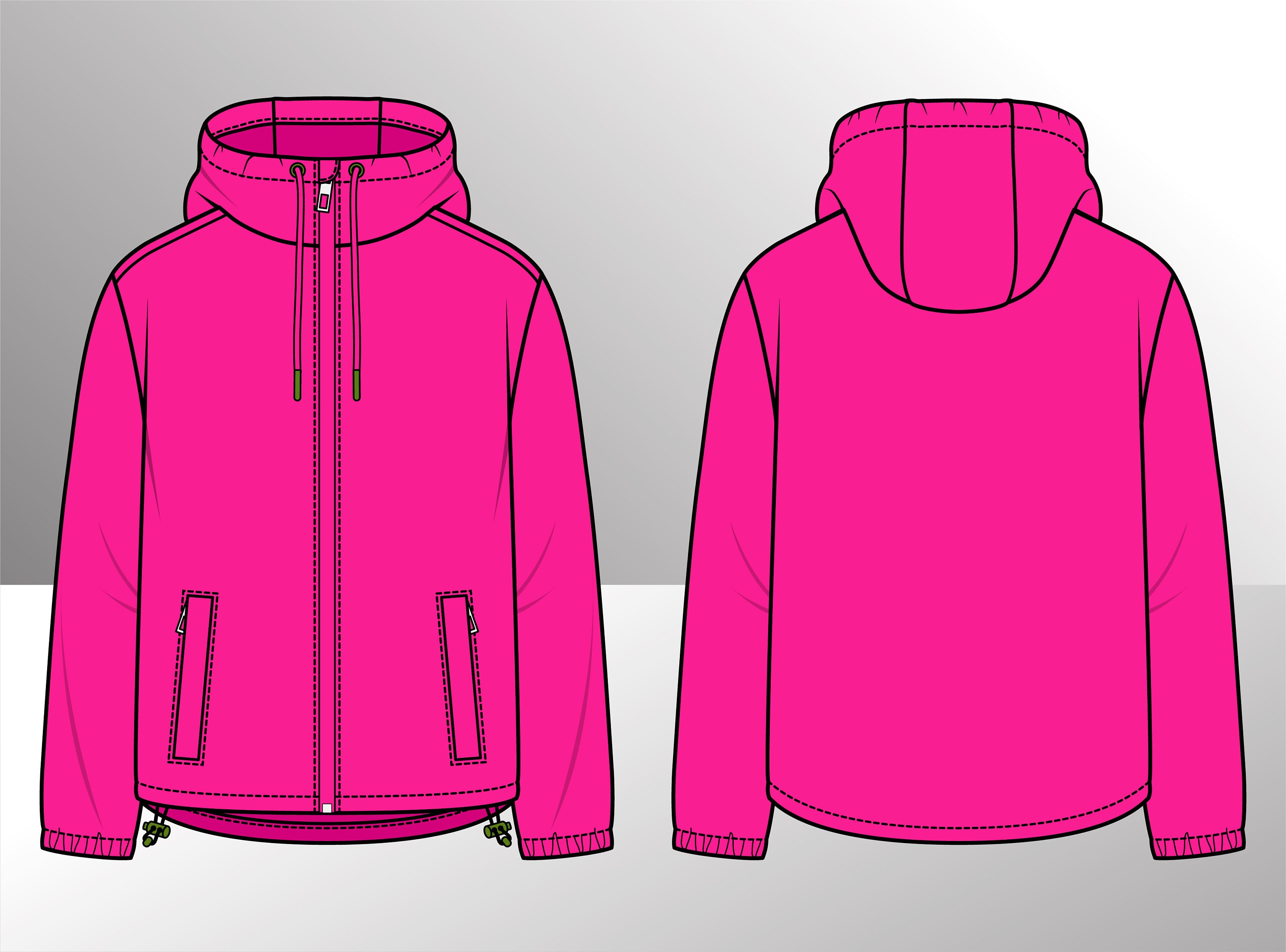 Windbreaker Jacket Mens Hooded Fashion Jacket Sketch Flat