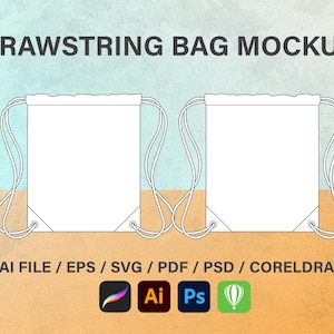 Drawstring Bag, Vector Bag Mockup, Technical Drawing, Fashion Bag, Flat ...