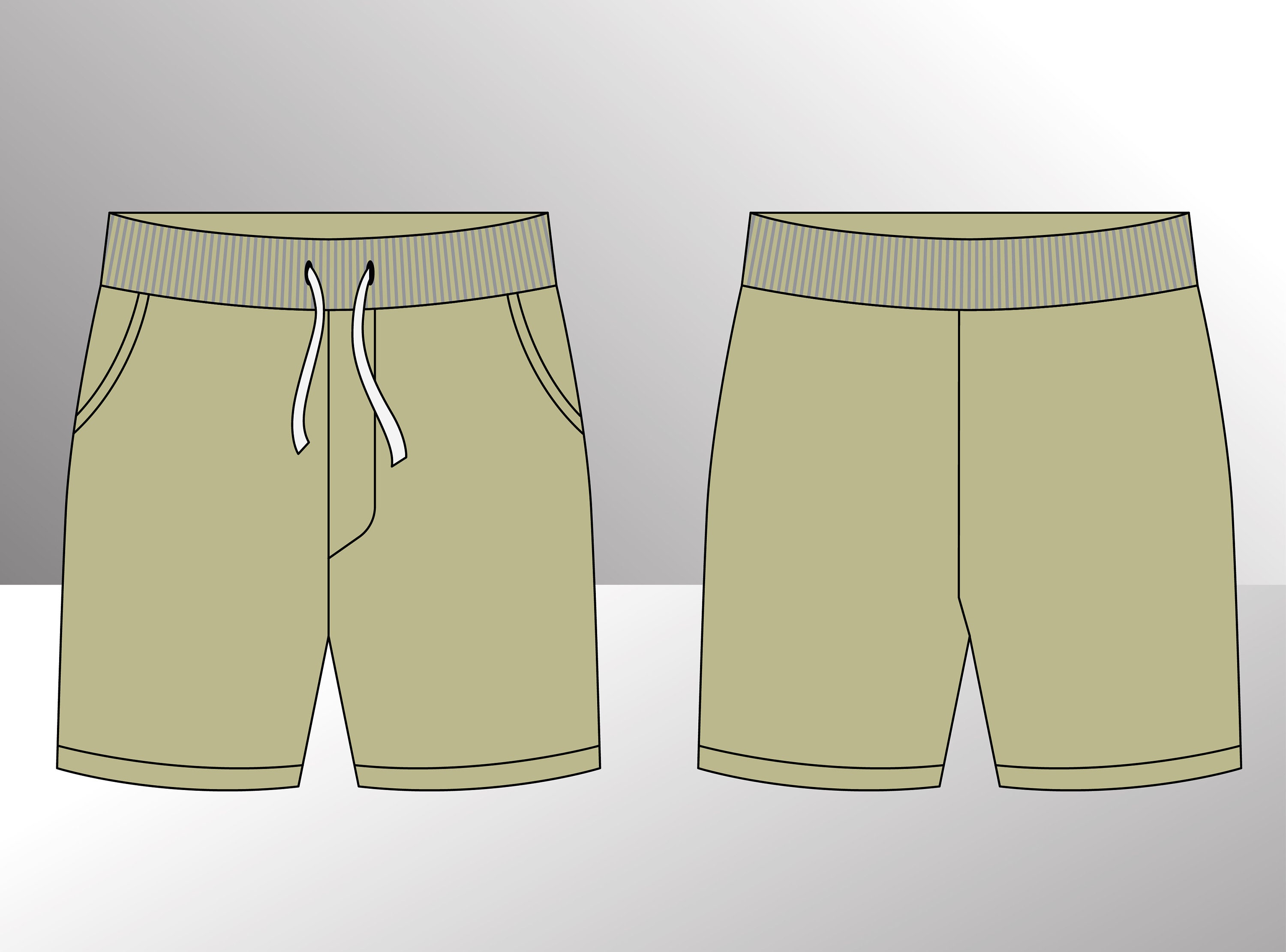 Board Short, Shorts, Vector Short Mockup, Short Technical Drawing ...