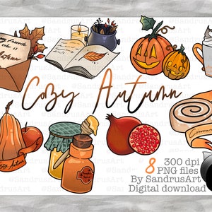 Cozy Autumn Clipart Pack Png Elements With Transparent Background ...
