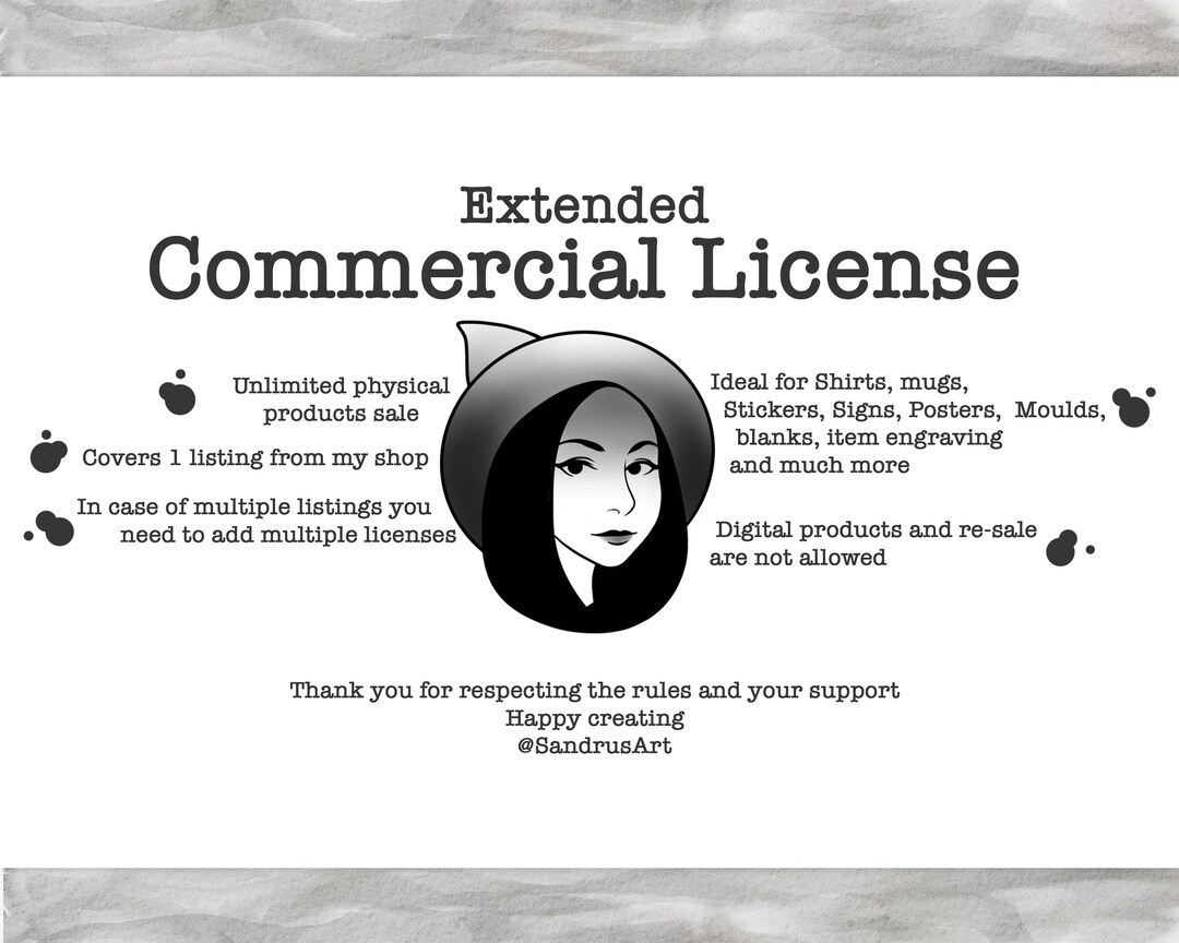 Extended Commercial License for 1 Sandrusart Listing - Etsy
