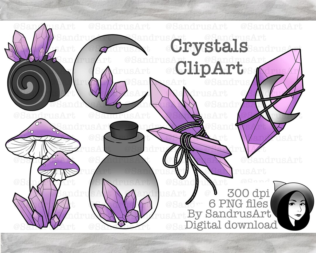 Purple Crystals Clipart Pack Png Elements With Transparent Background ...