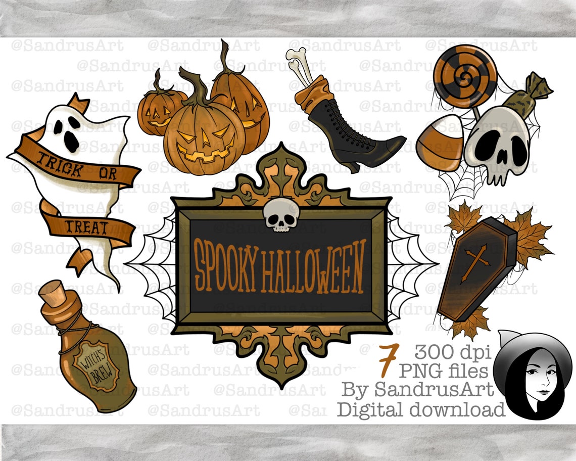Spooky Halloween Clipart Pack Png Elements With Transparent Background ...