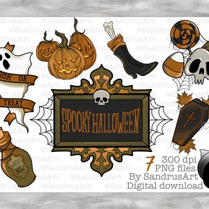 Spooky Halloween Clipart Pack Png Elements With Transparent Background ...