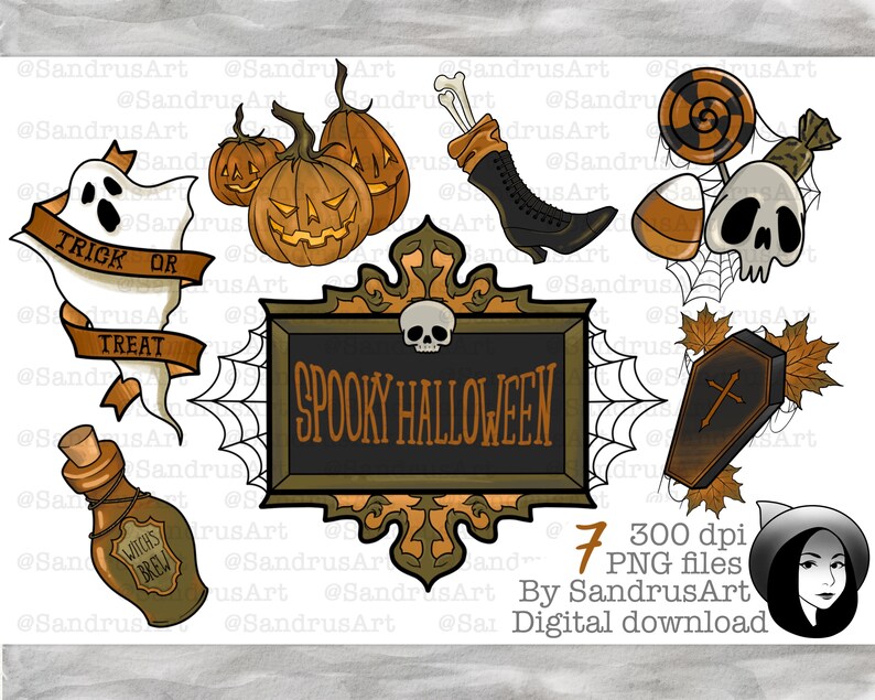 Spooky Halloween Clipart Pack Png Elements With Transparent Background ...