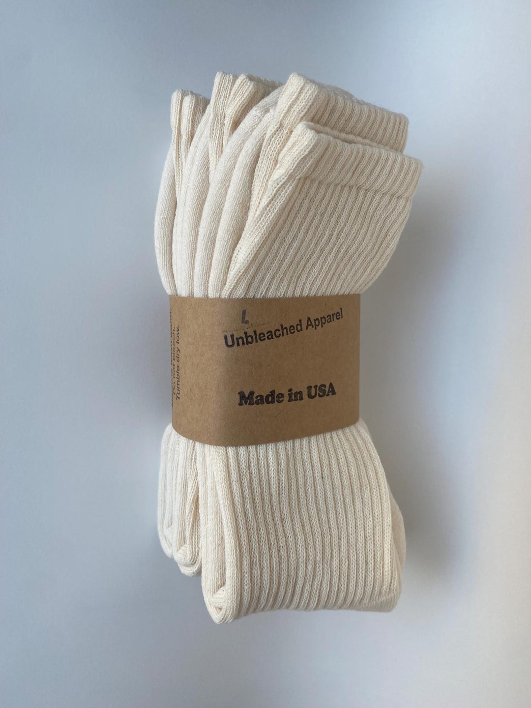 Unbleached Organic Socks 3 Pack Undyed 98% Cotton Made in USA - Etsy