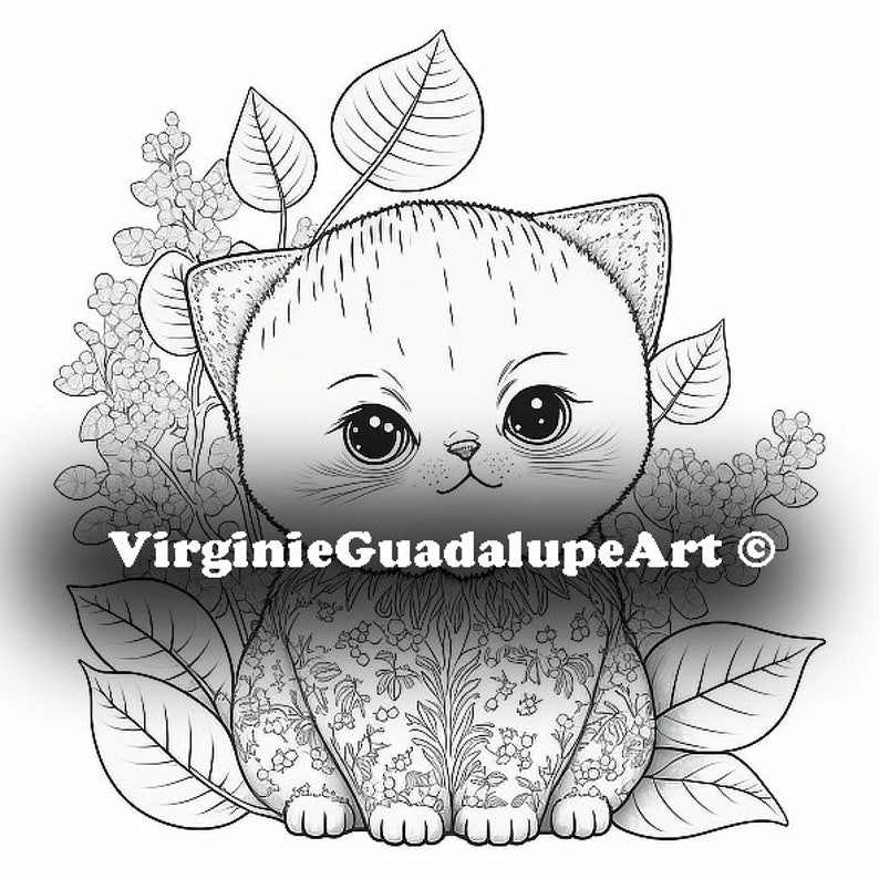 Cat Coloring Pages Pretty Meow Printable Coloring Sheets for - Etsy