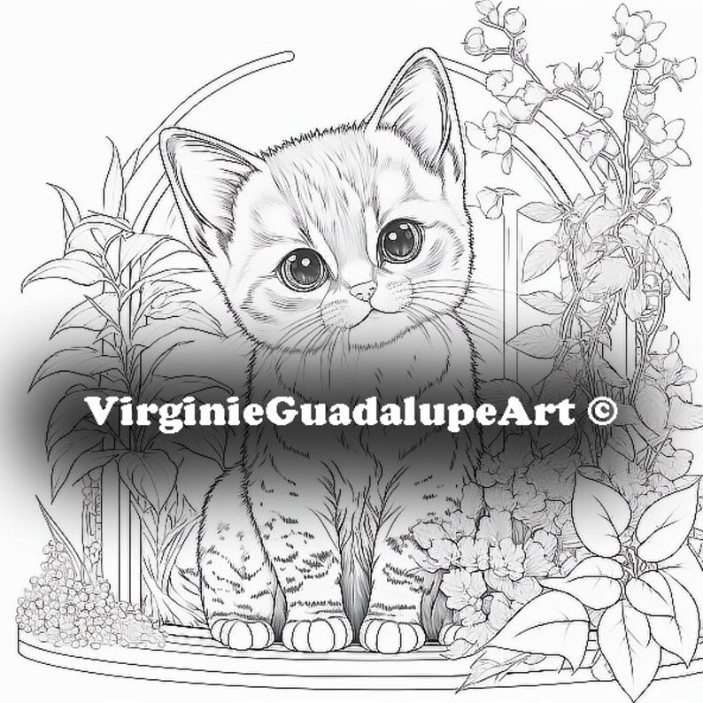 Cat Coloring Pages Pretty Meow Printable Coloring Sheets for - Etsy