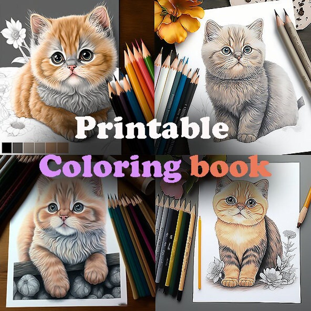 Cat Coloring Pages Pretty Meow Printable Coloring Sheets for - Etsy