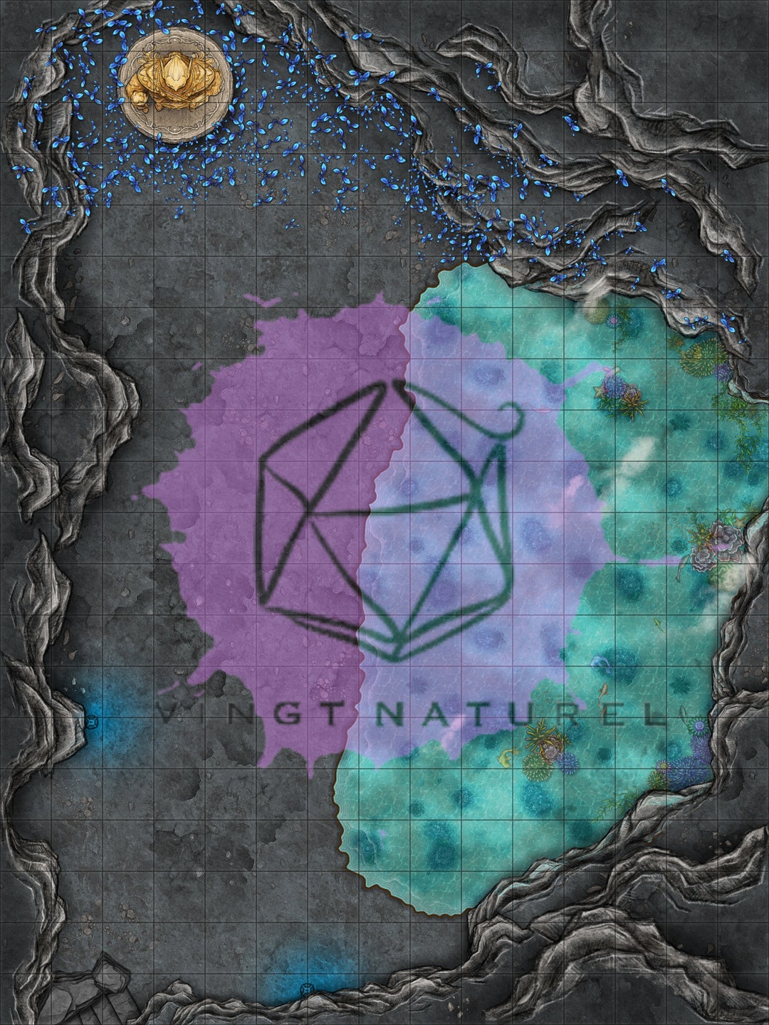 Hot Spring Map, Cave, Statue in 3K or 2K, Dnd Map, Dungeons and Dragons ...