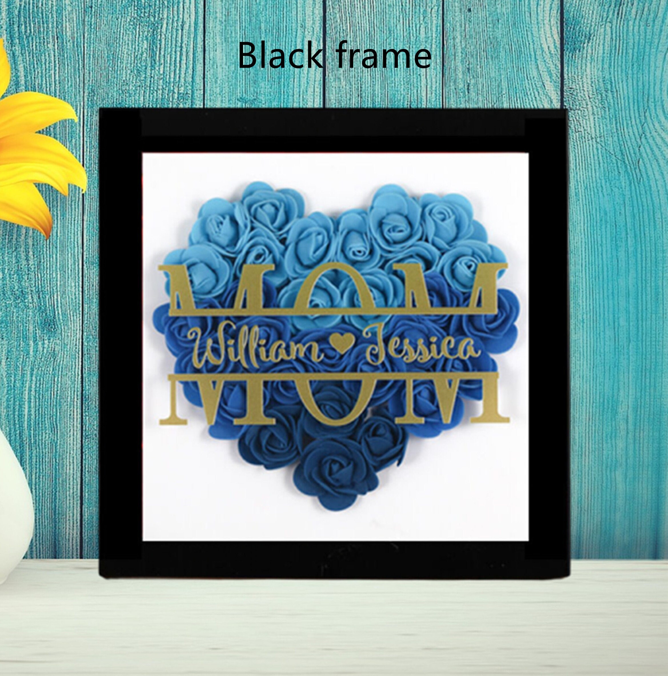 Mom Shadowbox With Flowers Heart Shadow Box Frame Giftmom - Etsy