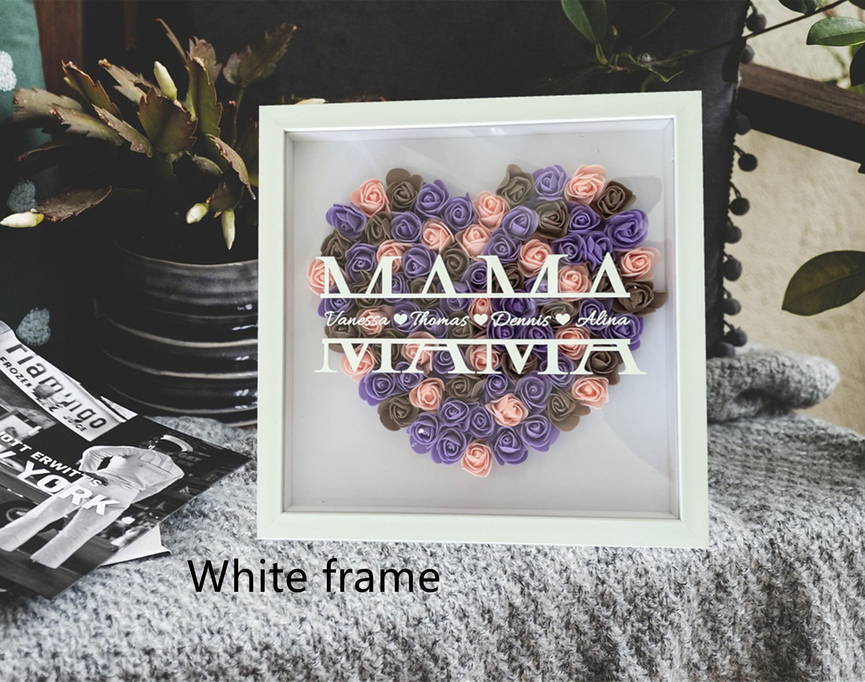 Mom Shadowbox With Flowers Heart Shadow Box Frame Giftmom - Etsy