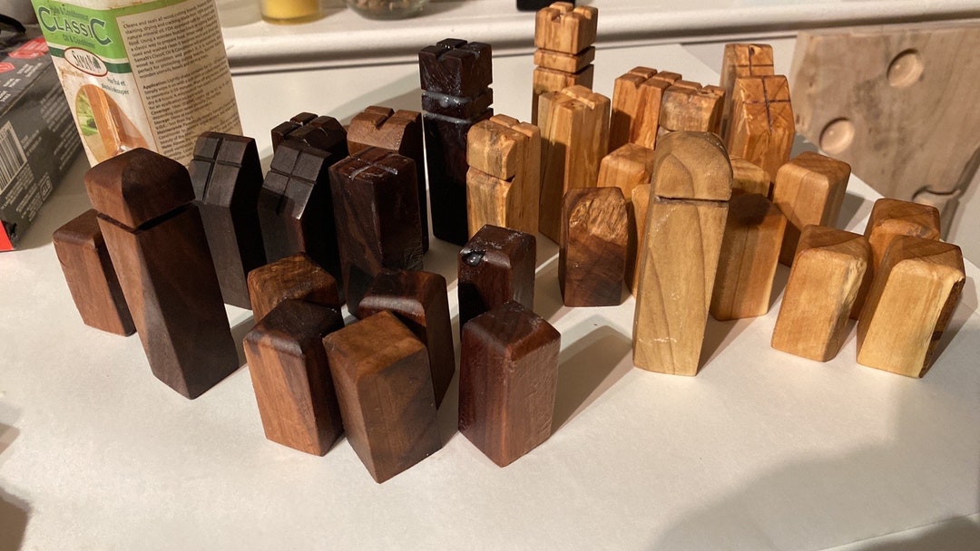 Custom Chess Pieces Black Walnut/spalted Maple - Etsy