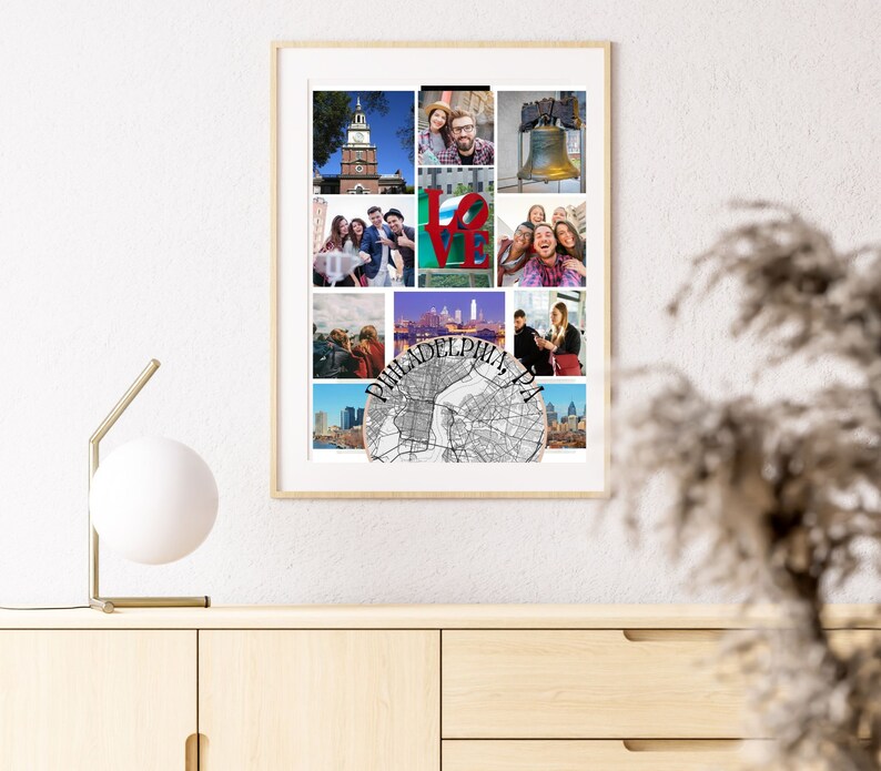 Vacation Map Photo Collage Portrait, Philadelphia PA, Travel Memories ...