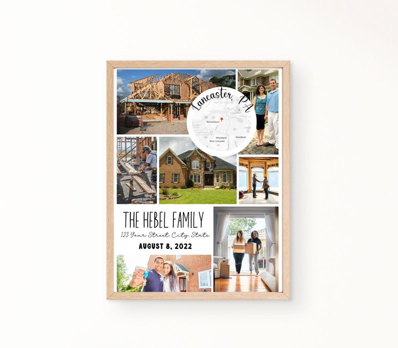 Custom First Home Map Collage, First Home Gift, Our First Home Map ...