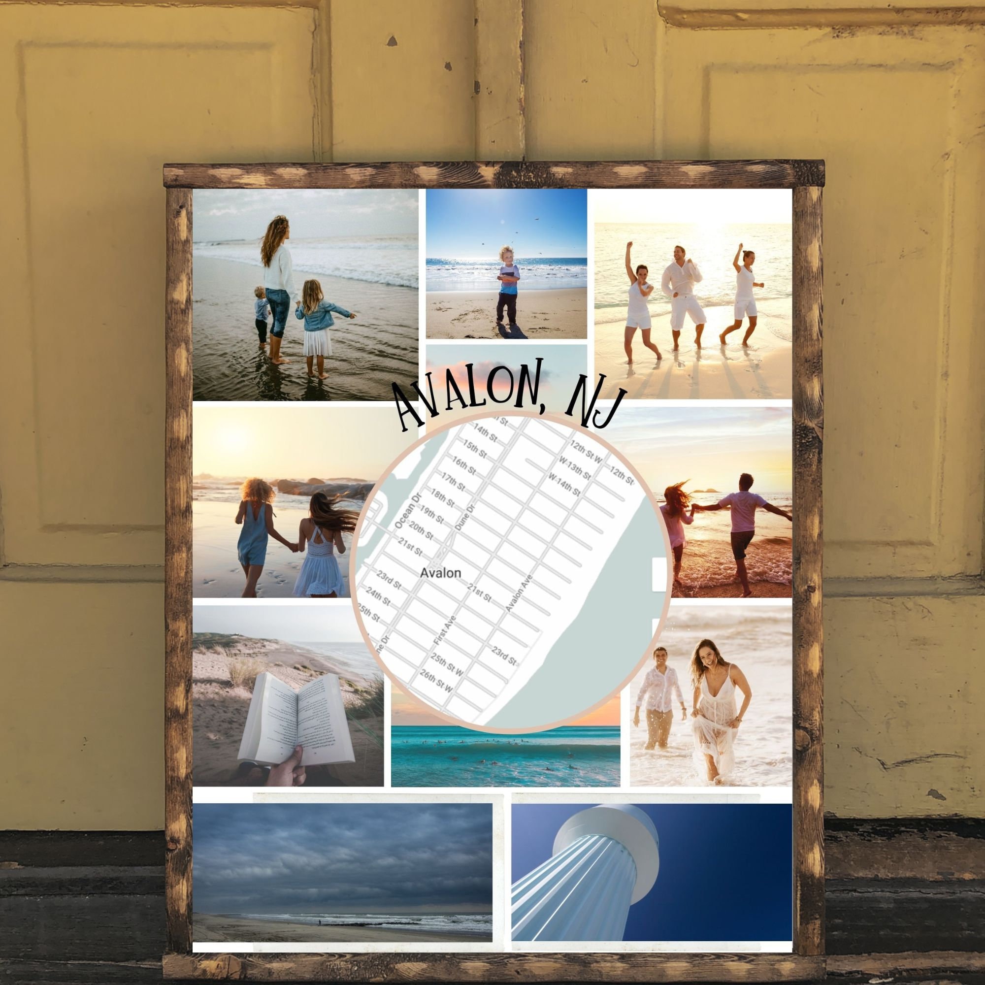 Vacation Map Photo Collage Portrait, Avalon, NJ Travel Memories Gift ...