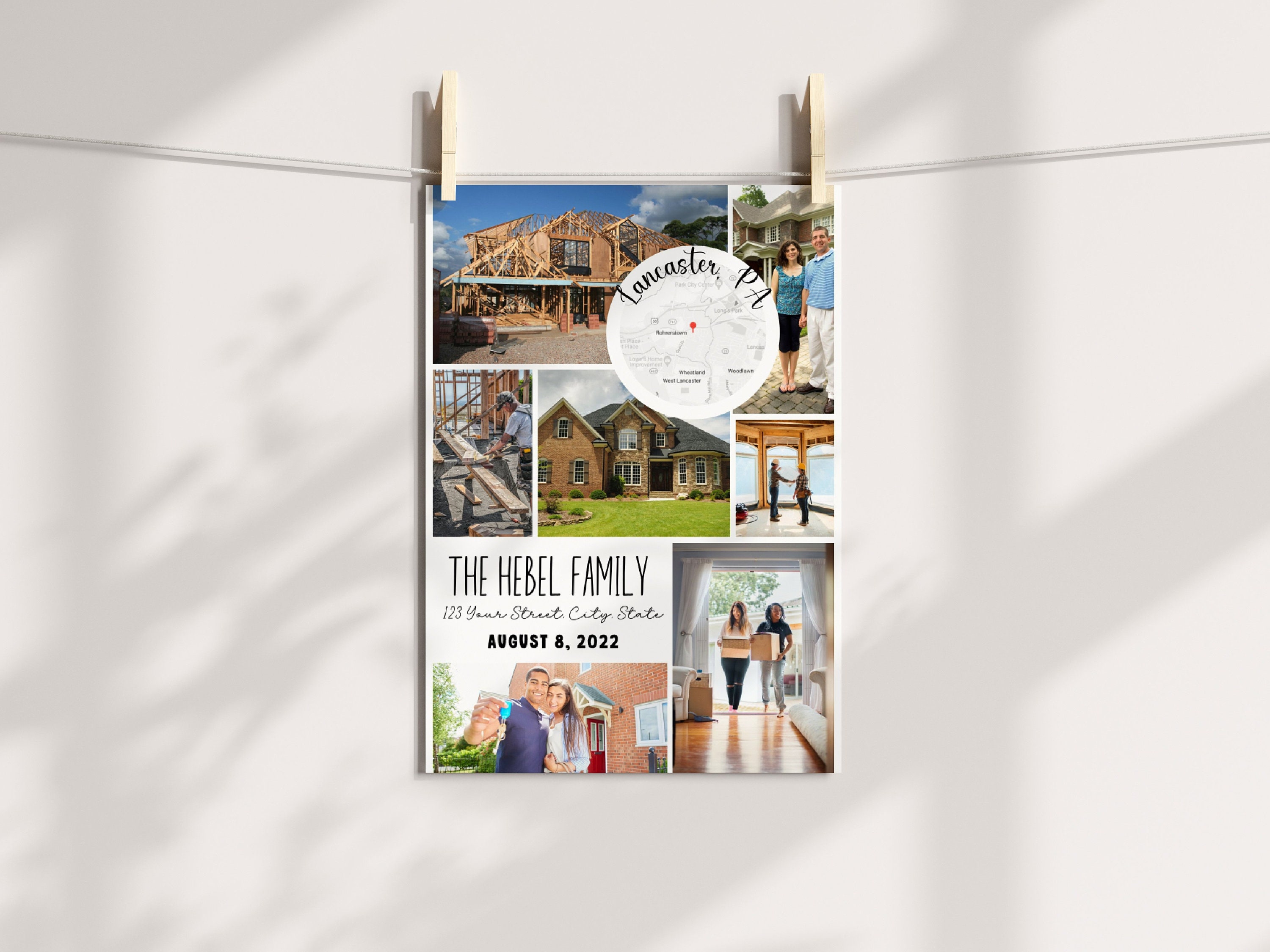 Custom Home Map Photo Collage, First Home Gift, Our First Home Map ...