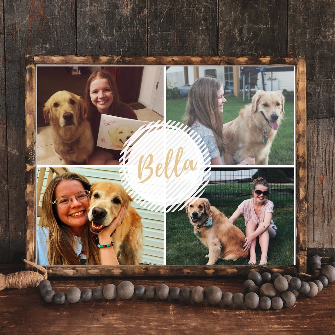 Custom Pet Photo Collage Wall Art, Pet Memorial Gift, Personalized ...