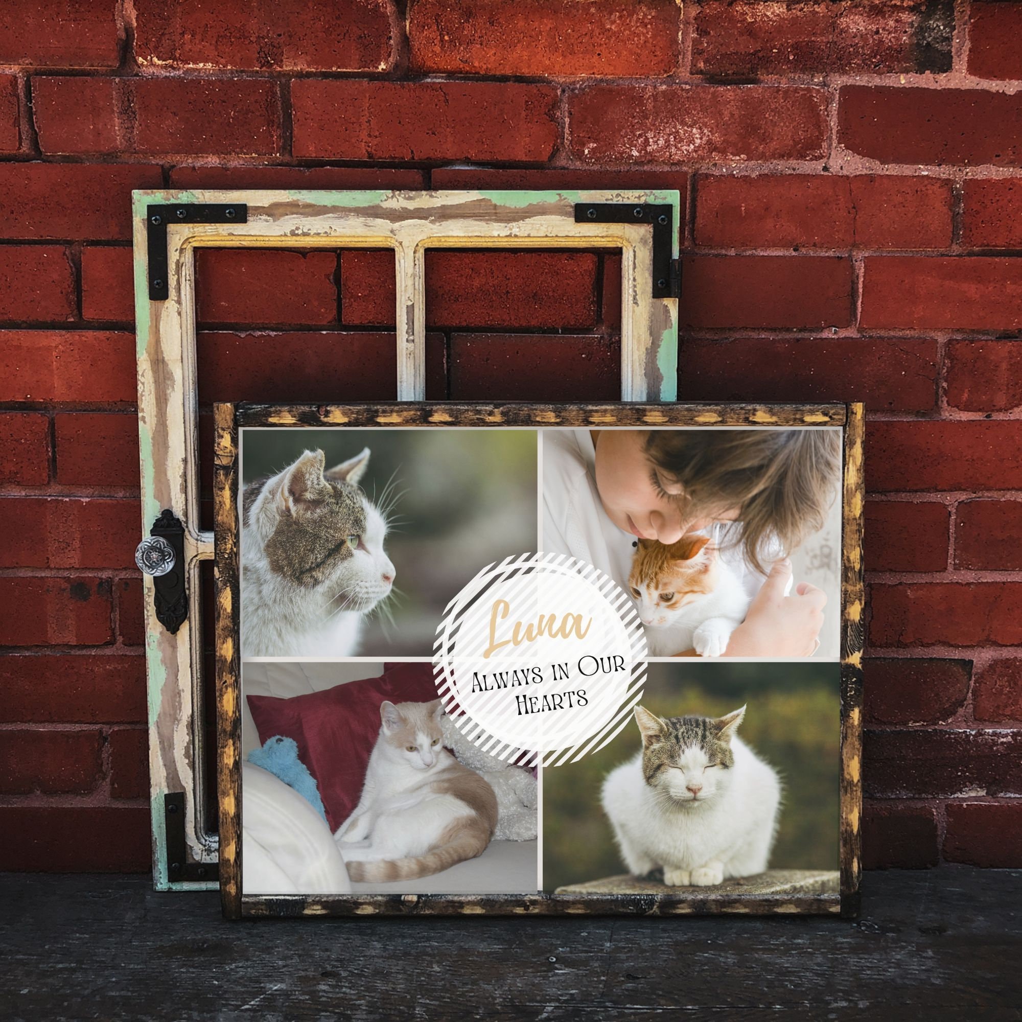 Custom Cat Photo Collage Wall Art, Pet Memorial Gift, Personalized ...