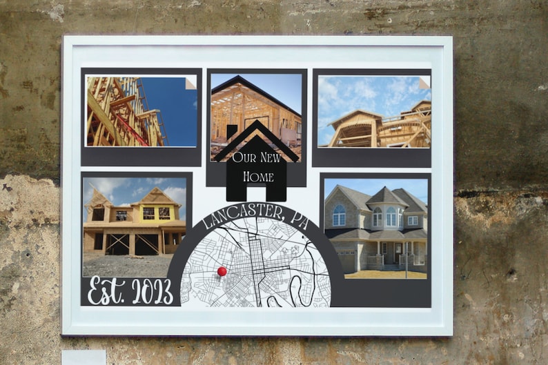 Custom Home Map Photo Collage, First Home Gift, Our First Home Map ...