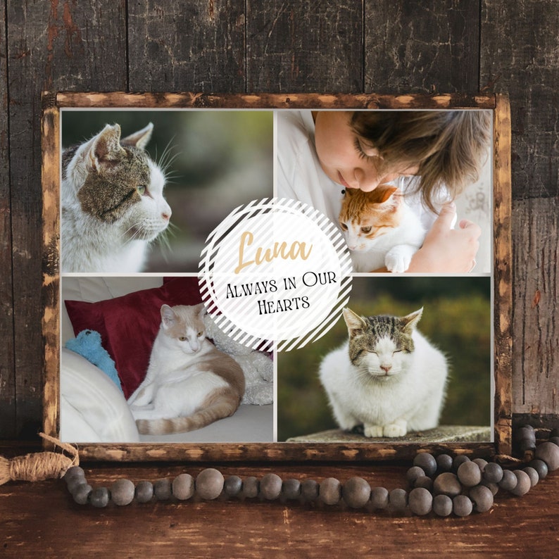 Custom Cat Photo Collage Wall Art, Pet Memorial Gift, Personalized ...