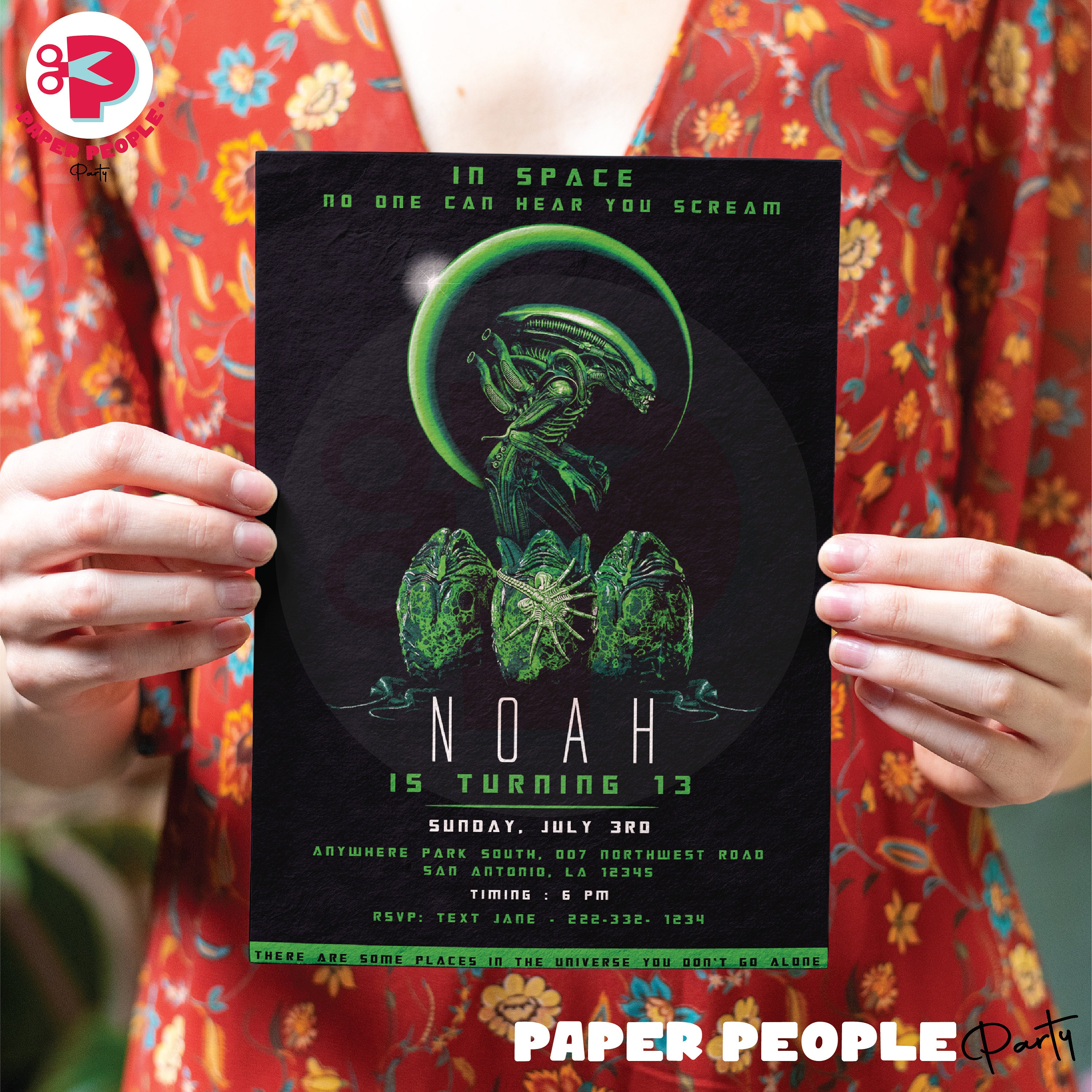 Alien Movie Birthday Invite, Aliens Xenomorph Party Invite, Happy ...