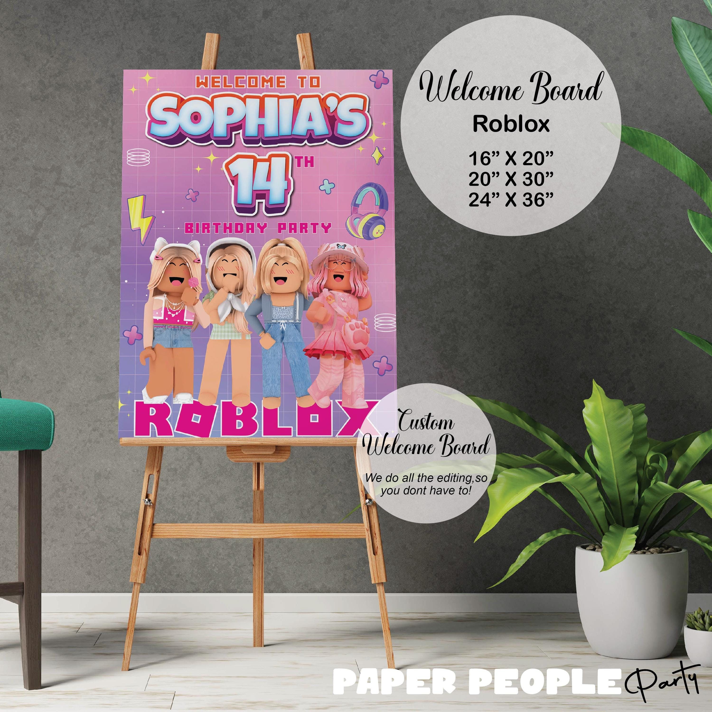 Girl Roblox Birthday Welcome Board, Roblox Welcome Sign, Party Sign ...