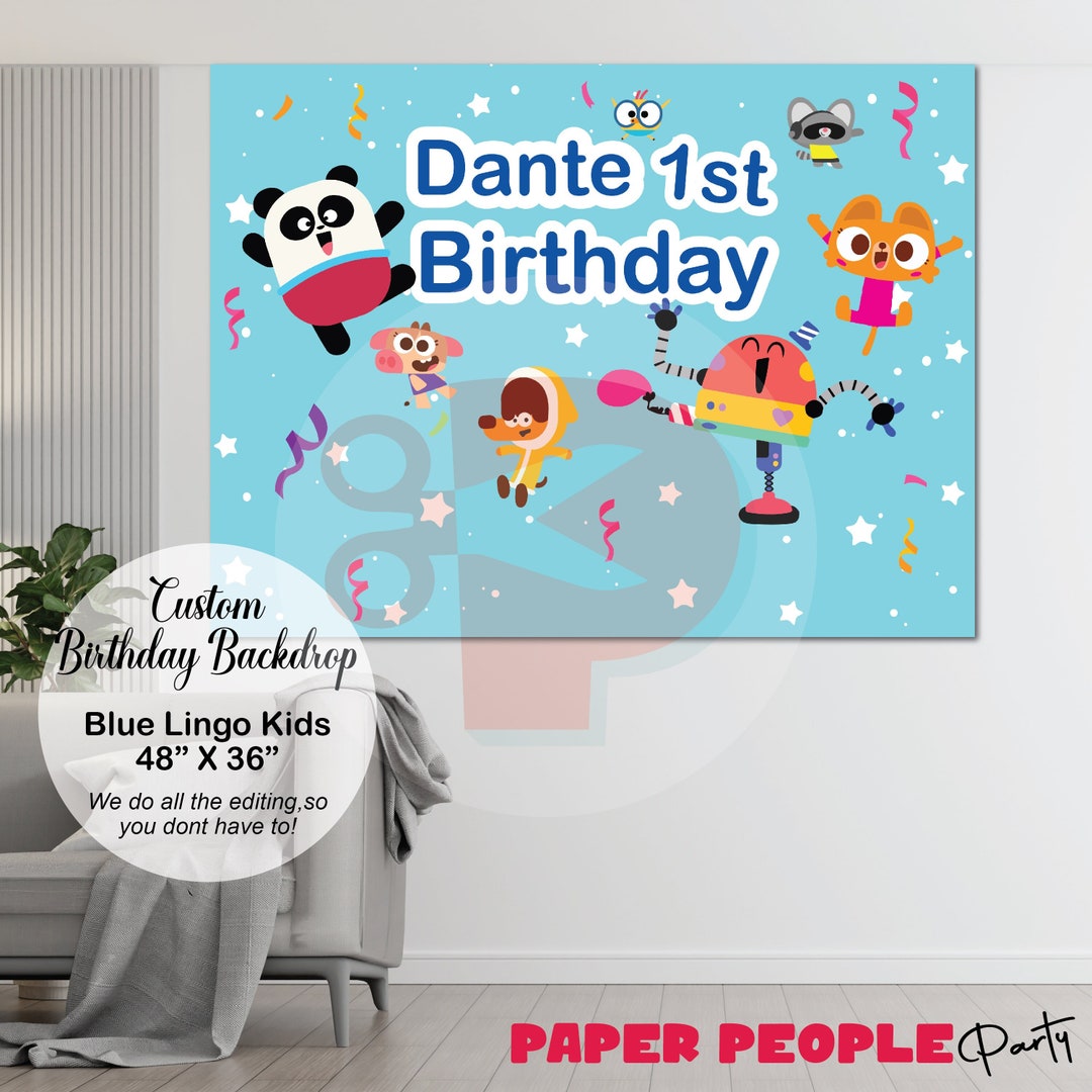 Blue Lingo Kids Birthday Backdrop, Lingo Kid Backdrop, Birthday ...