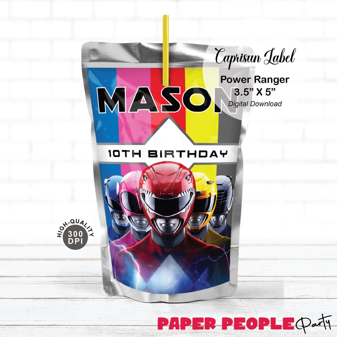 Power Ranger Caprisun Labels, Power Ranger Juice Drink Label, Custom ...
