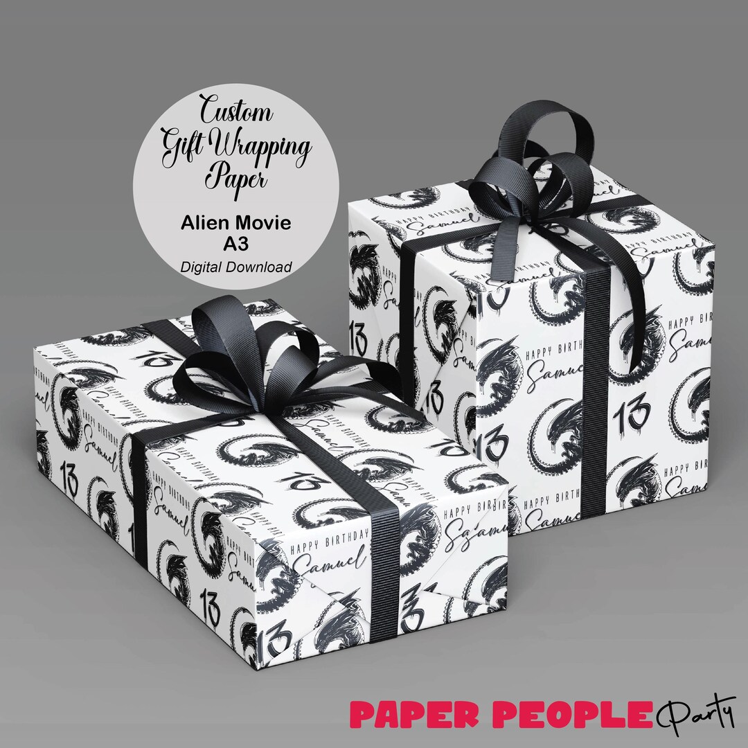 Alien Movie Wrapping Paper, Personalised Name Gift Wrap Paper ...