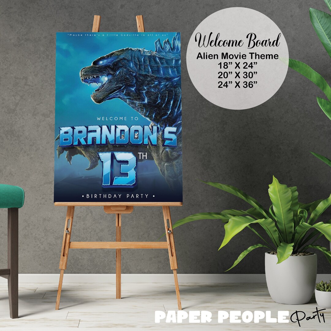 Godzilla Movie Birthday Welcome Board, Godzilla Welcome Sign, Party ...
