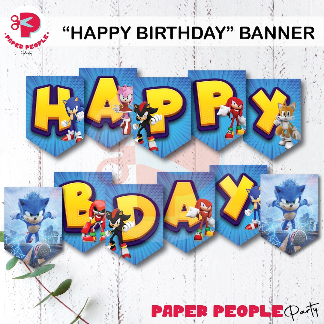 Buy Sonic Birthday Banner, Sonic Party Banner, Happy Birthday Bunting ...