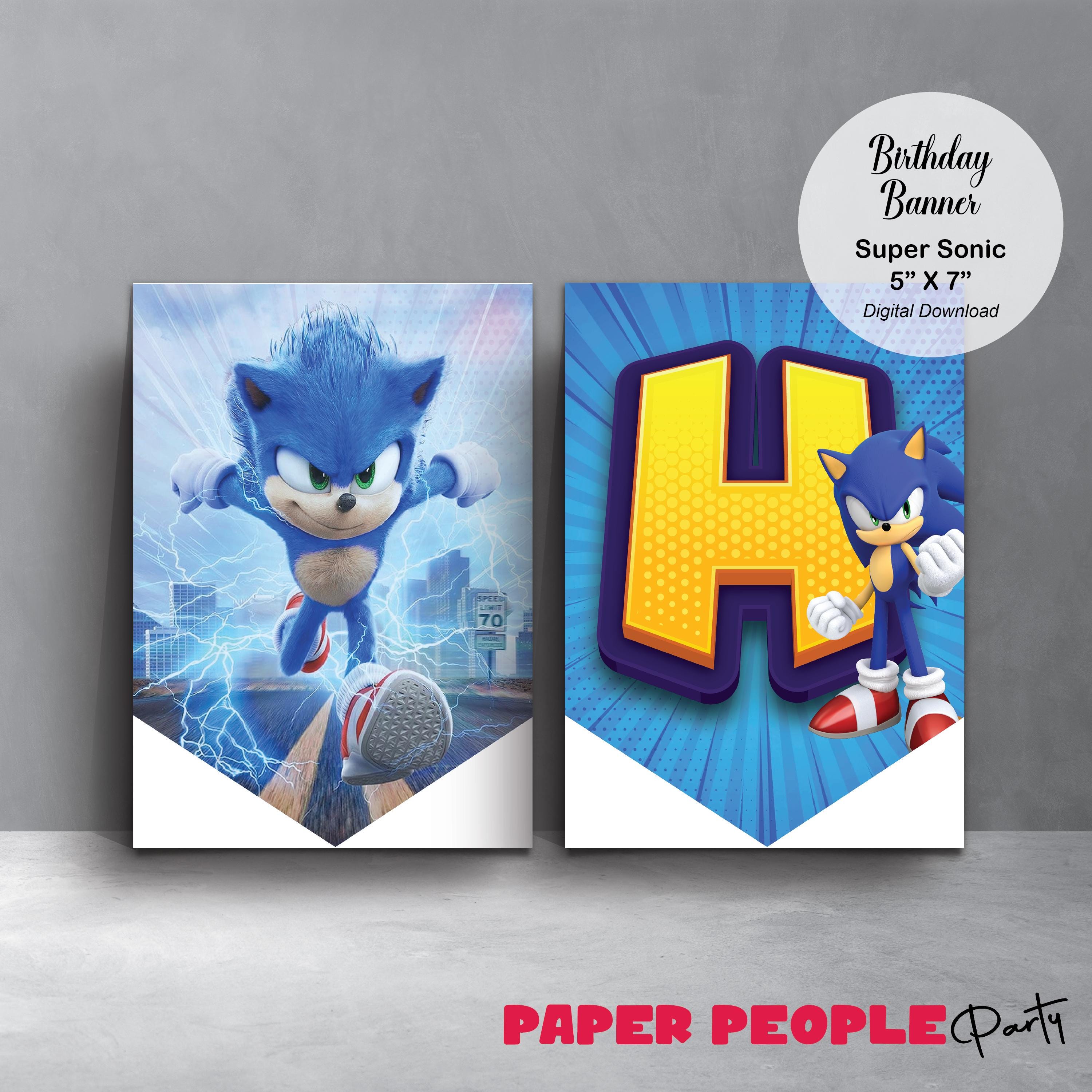 Sonic Birthday Banner, Sonic Party Banner, Happy Birthday Bunting ...