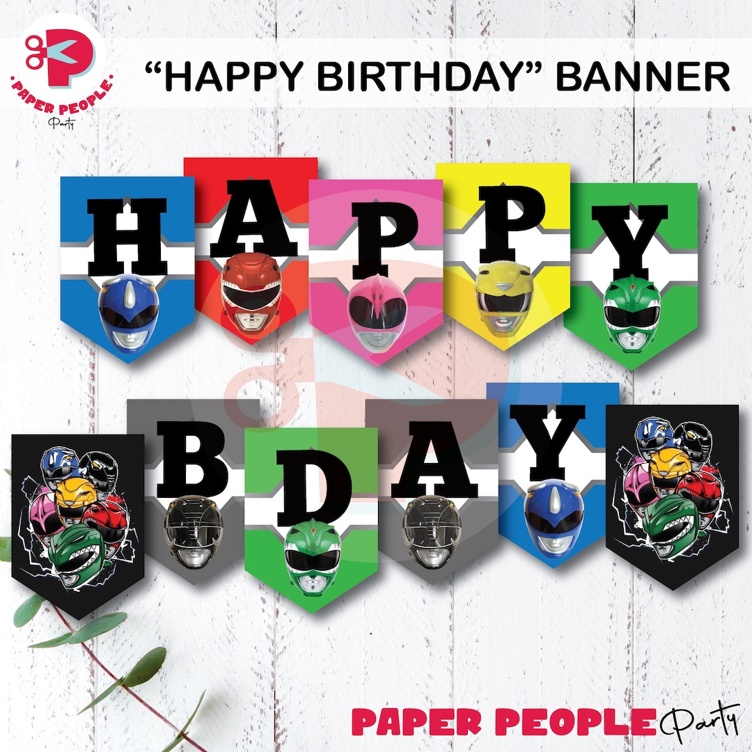 Power Ranger Birthday Banner, Power Ranger Party Banner, Happy Birthday ...