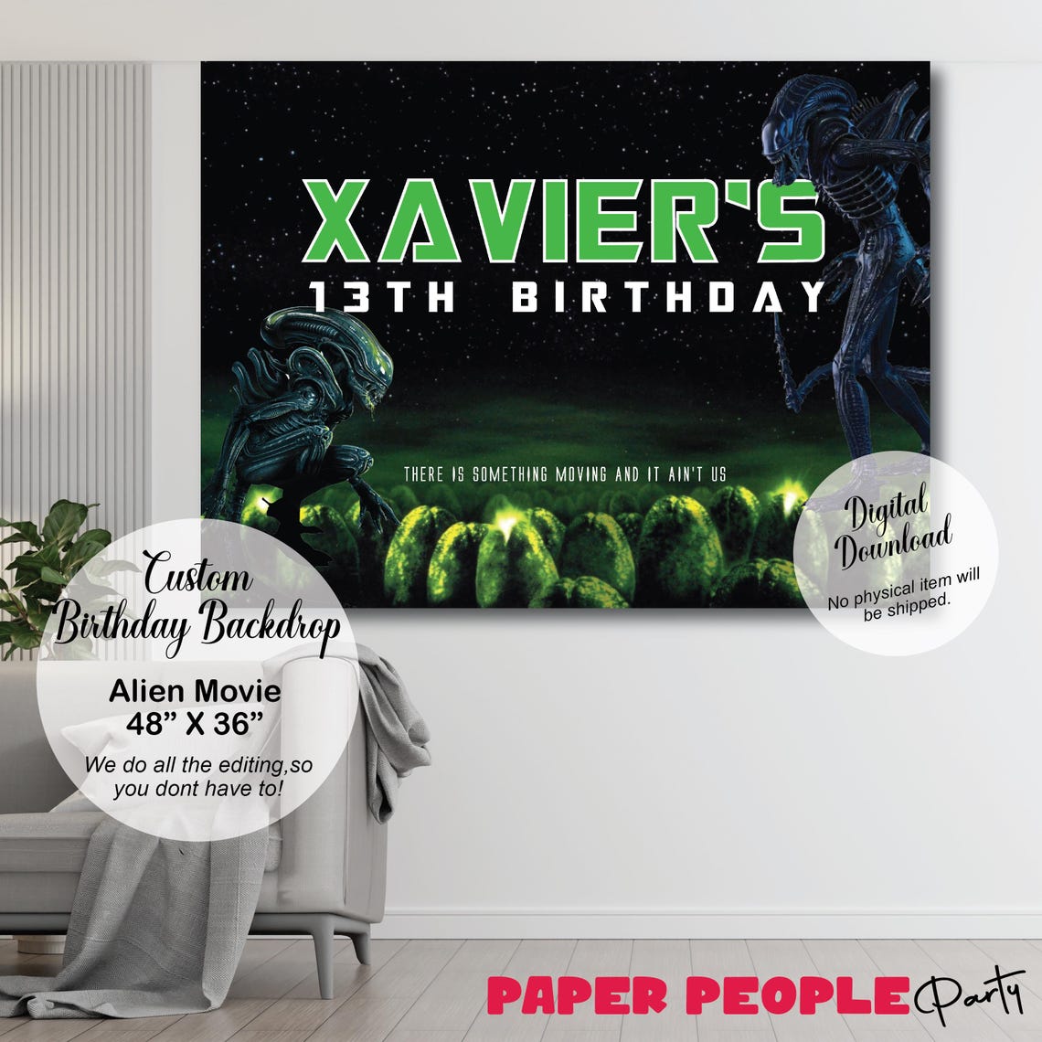 Alien Movie Birthday Backdrop, Aliens Xenomorph Backdrop, Happy ...