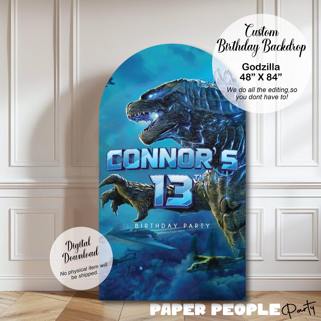Godzilla Birthday Backdrop, Godzilla Arch Backdrop, Happy Birthday ...