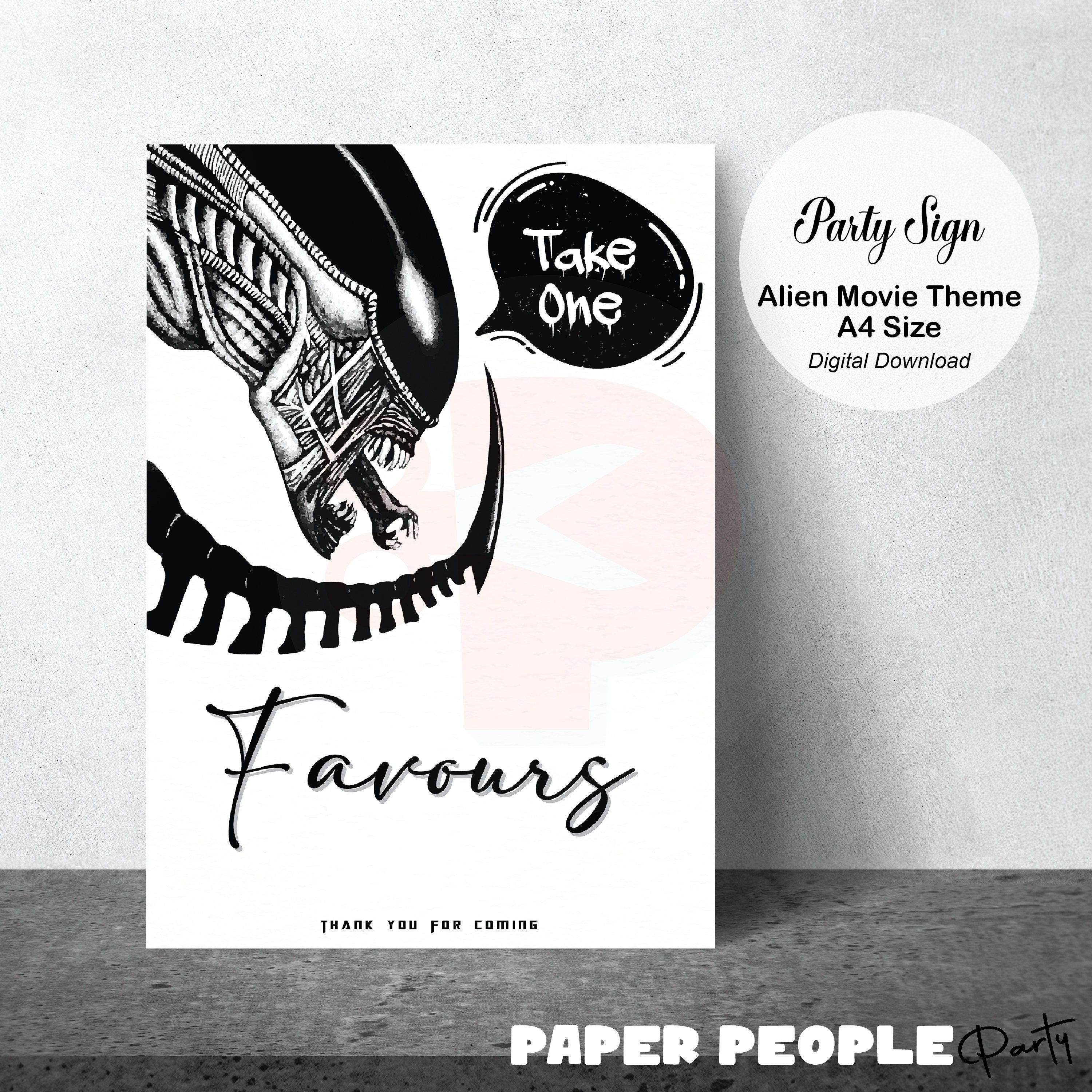 Alien Movie Birthday Favours Sign , Aliens Xenomorph Party Favour ...