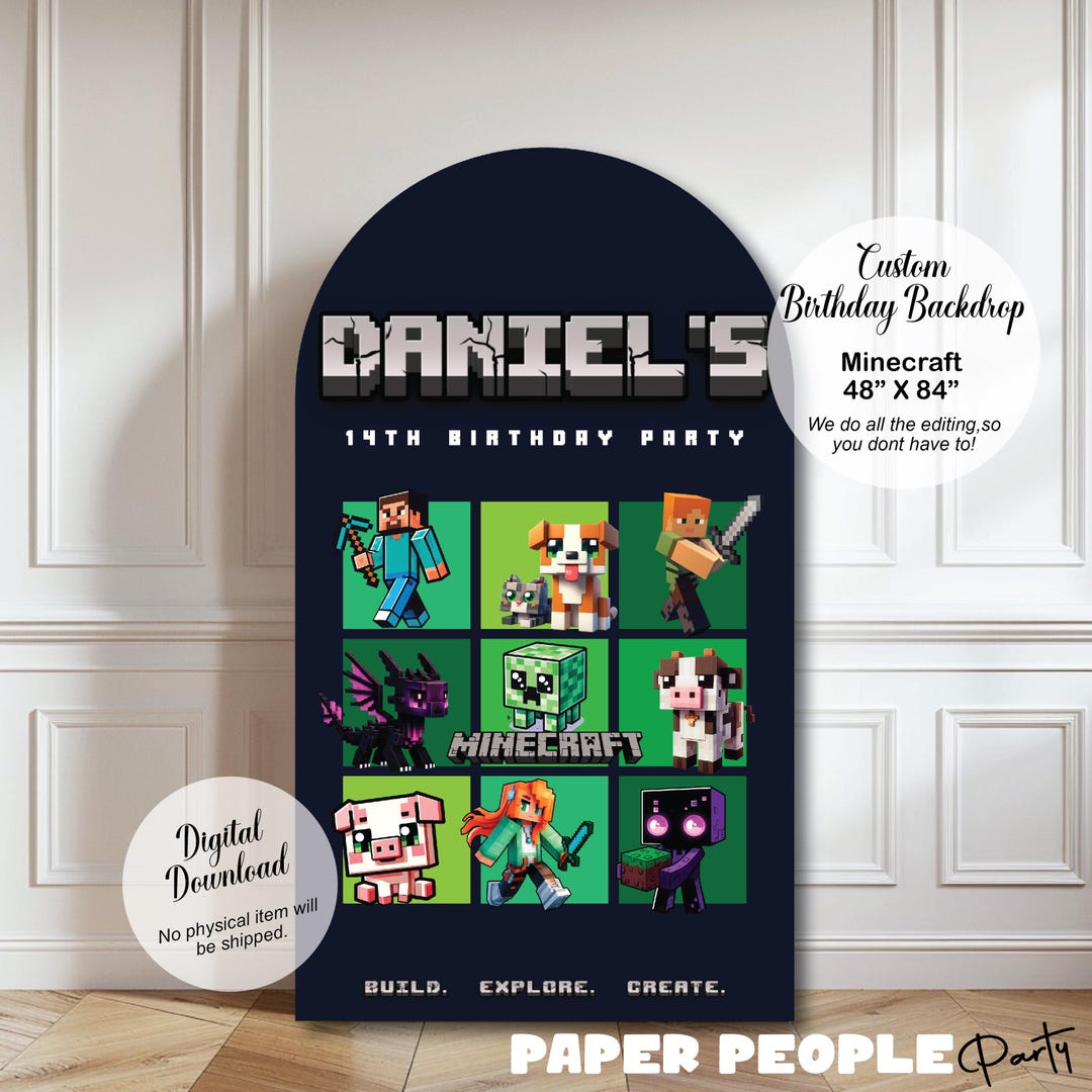 Minecraft Backdrop, Minecraft Arch Backdrop, Minecraft Birthday ...
