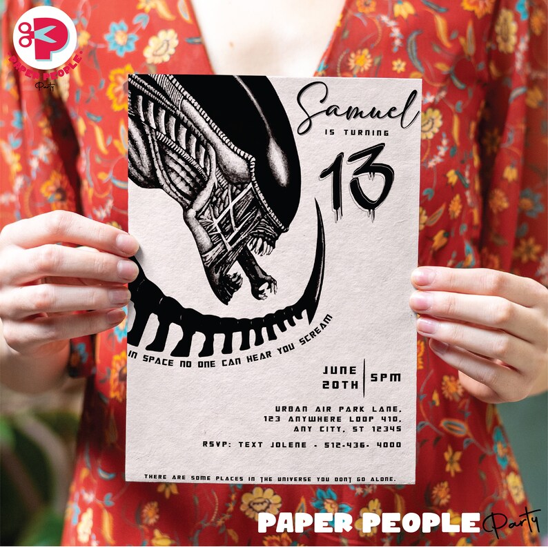 Alien Movie Birthday Invite Aliens Xenomorph Party Invite - Etsy
