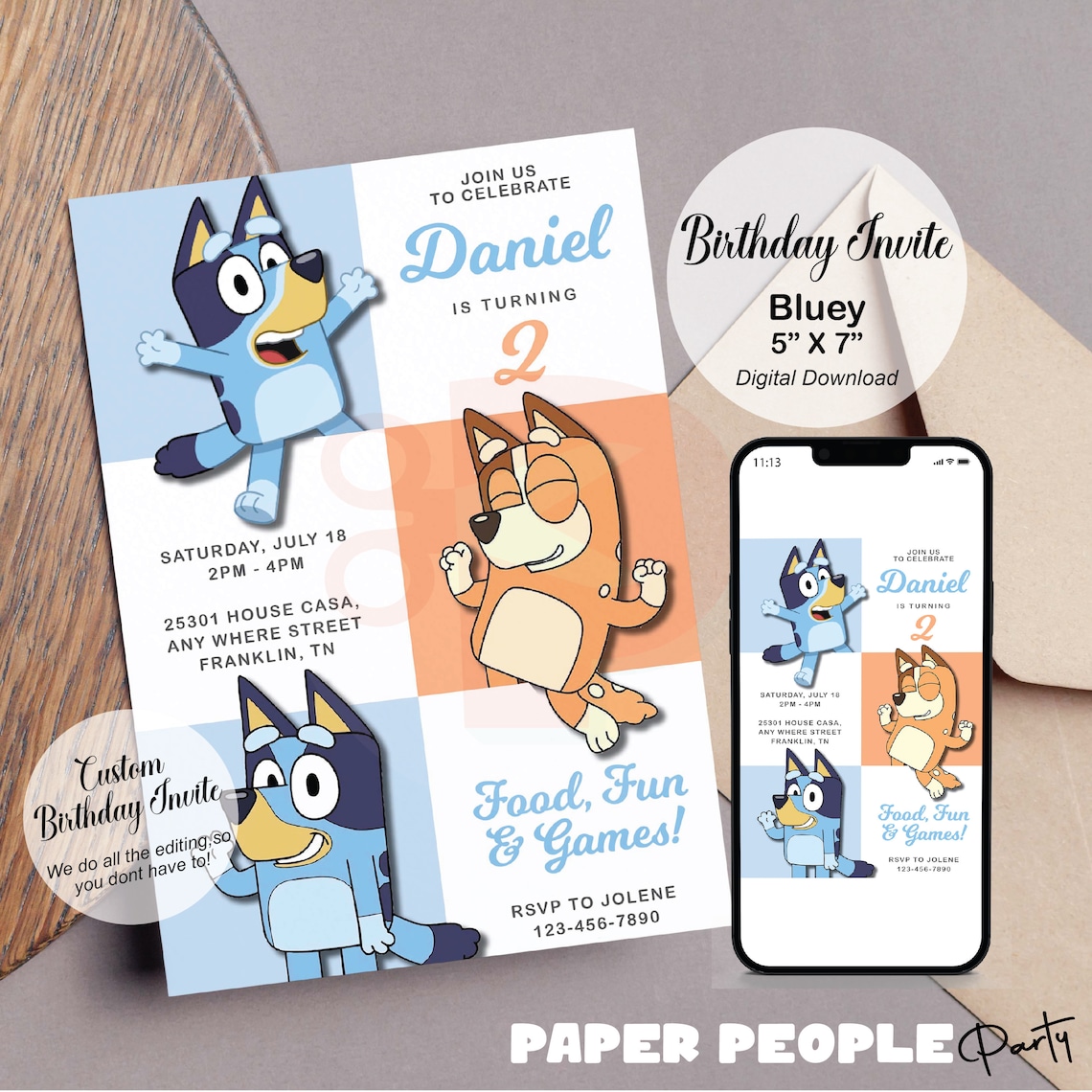 Bluey Birthday Invite, Bluey Party Invite, Bingo Birthday Invite, Bingo ...